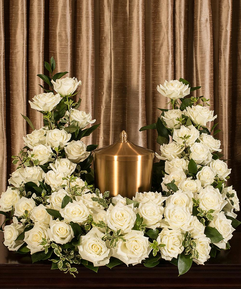 White Rose Memorial Urn Design Sympathy Flowers Columbus Ohio Newark Ohio