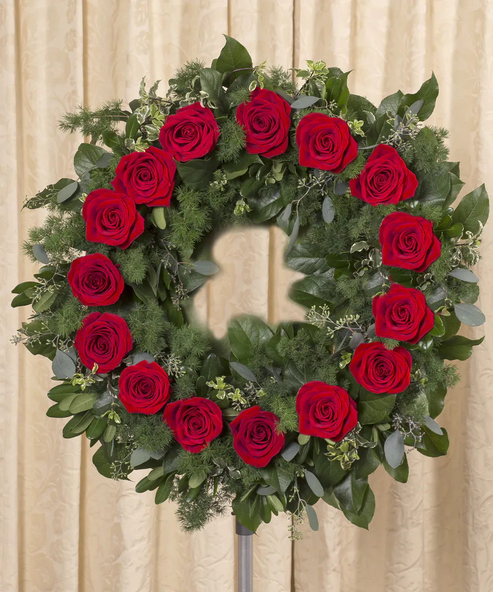 Griffins Floral | Red Rose Tribute Standing Wreath | Columbus Oh ...